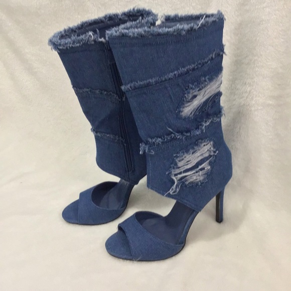 Pierre Dumas | Shoes | Pierre Dumas Distressed Denim Booties | Poshmark